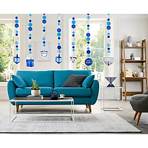 The Dreidel Company Hanukkah Swirl Decorations, Circle Designs, Includes 12 Swirls with Foil Hanukkah Cutouts 24" and Swirls Alone Hang 18" (Single)