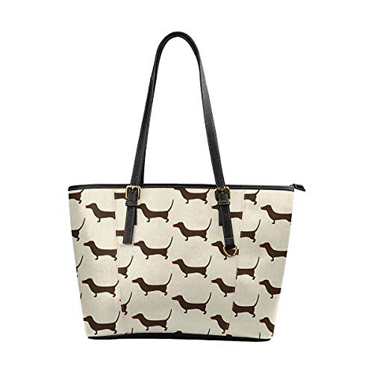 InterestPrint Tote with Shoulder Length Handles Purses Cute Brown Little Dog Wearing Red Nose