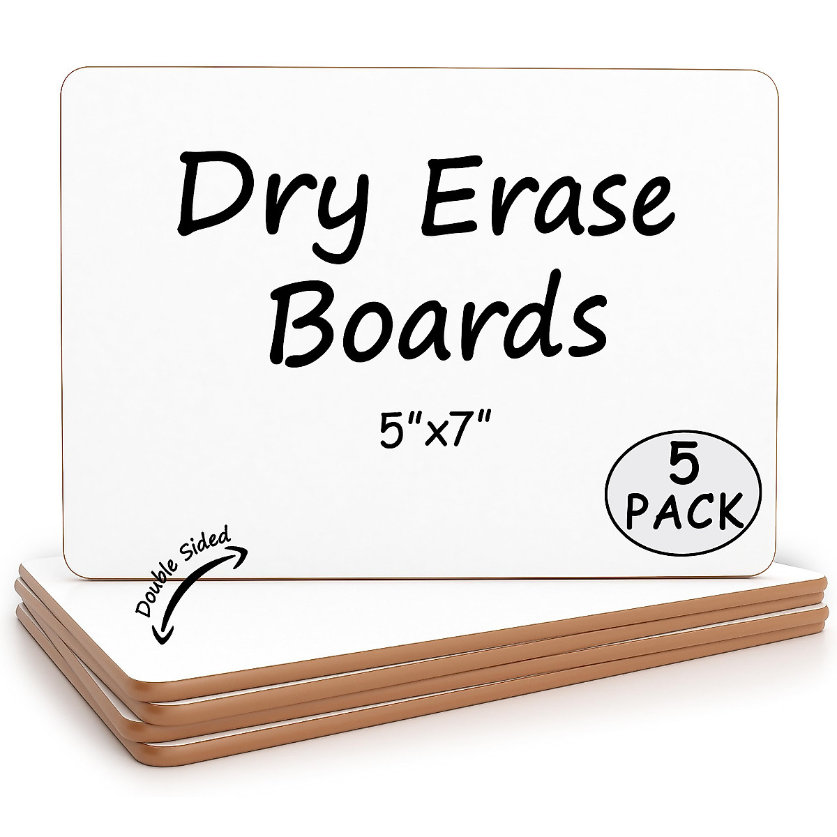 Scribbledo Set of 5 Small White Board Dry Erase Boards Classroom Pack Mini White Boards 5" x7” Double Sided Personal Whiteboards for Students Teachers School Supplies Lapboards
