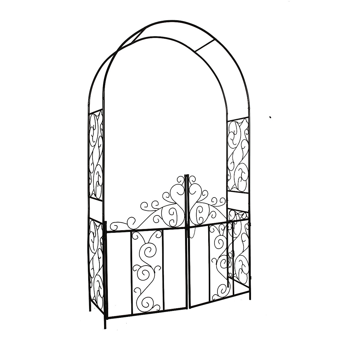 Better Garden Steel 7'5'' High x 4'2'' Wide Garden Arch with Gate, Garden Arbor for Various Climbing Plant, Outdoor Garden Lawn Backyard