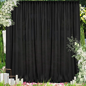 20ft×10ft Black Tulle Backdrop Curtains for Parties 4 Panels 5ft×10ft Dual Layer Black Tulle Drapes for Backdrop Curtains for Baby Party Birthday Wedding Home Decor