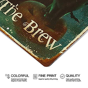 Putuo Decor Halloween Sign, Funny Black Cat Wall Art Decor for Home, 12x8 Inches Aluminum Metal Sign - Warning A Witch Lives Here All Trespassers Will Be Used As Ingredients in The Brew