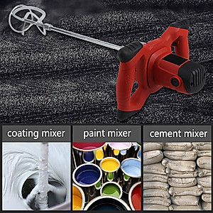 Electric Mortar Mixer, 1500W Handheld Cement Paint Grout Mixer Machine 6 Speed Adjustable Concrete Stirring Tool, AC 110V
