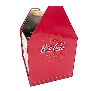 The Tin Box Company Coca Cola Tin Utensil Caddy with Handle, red
