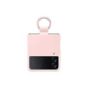 SAMSUNG Galaxy Z Flip 4 Silicone Cover with Ring, Protective Phone Case with Finger Loop, Matte Finish, Bold Style, Handheld Design, US Version, Pink