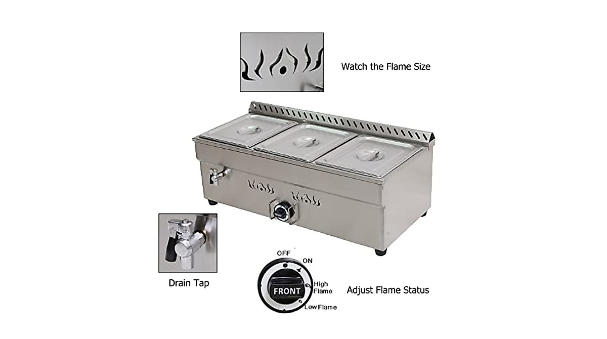 HayWHNKN 3-Pan Propane Steam Table - Ideal for Events