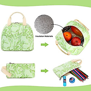 LEDAOU Backpack for Girls School Bag Kids Bookbag Teen Backpack Set Daypack with Lunch Bag and Pencil Case (Green)