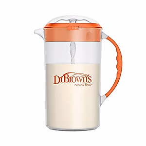 Dr. Brown's Baby Formula Mixing Pitcher with Adjustable Stopper, Locking Lid, & No Drip Spout, 32oz, BPA Free, Orange