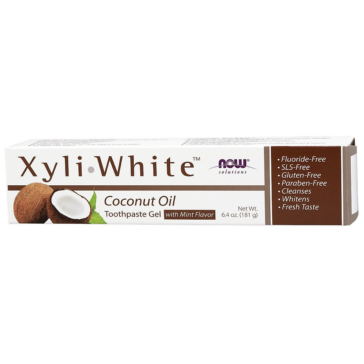 NOW Solutions, Xyliwhite™ Toothpaste Gel, Coconut Oil, Cleanses and Whitens, Cool Coconut-Mint Taste, 6.4-Ounce