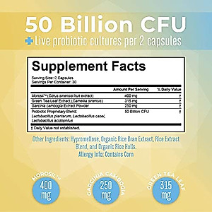 Probiotics for Women and Men | Weight Management Probiotic with Garcinia Cambogia and Green Tea Extract | Probiotics for Digestive Health & Gut Health | Vegan | Non-GMO | Gluten Free | 30 Servings