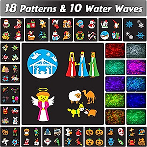 Thanksgiving Christmas Holy Decoration projector lights Large 72 patterns Outdoor Indoor 28 HD Effects (3D Wave Light)2 in 1 for Xmas Gift, Newyear Party,House,Wall -18 Slides W/Remote Control