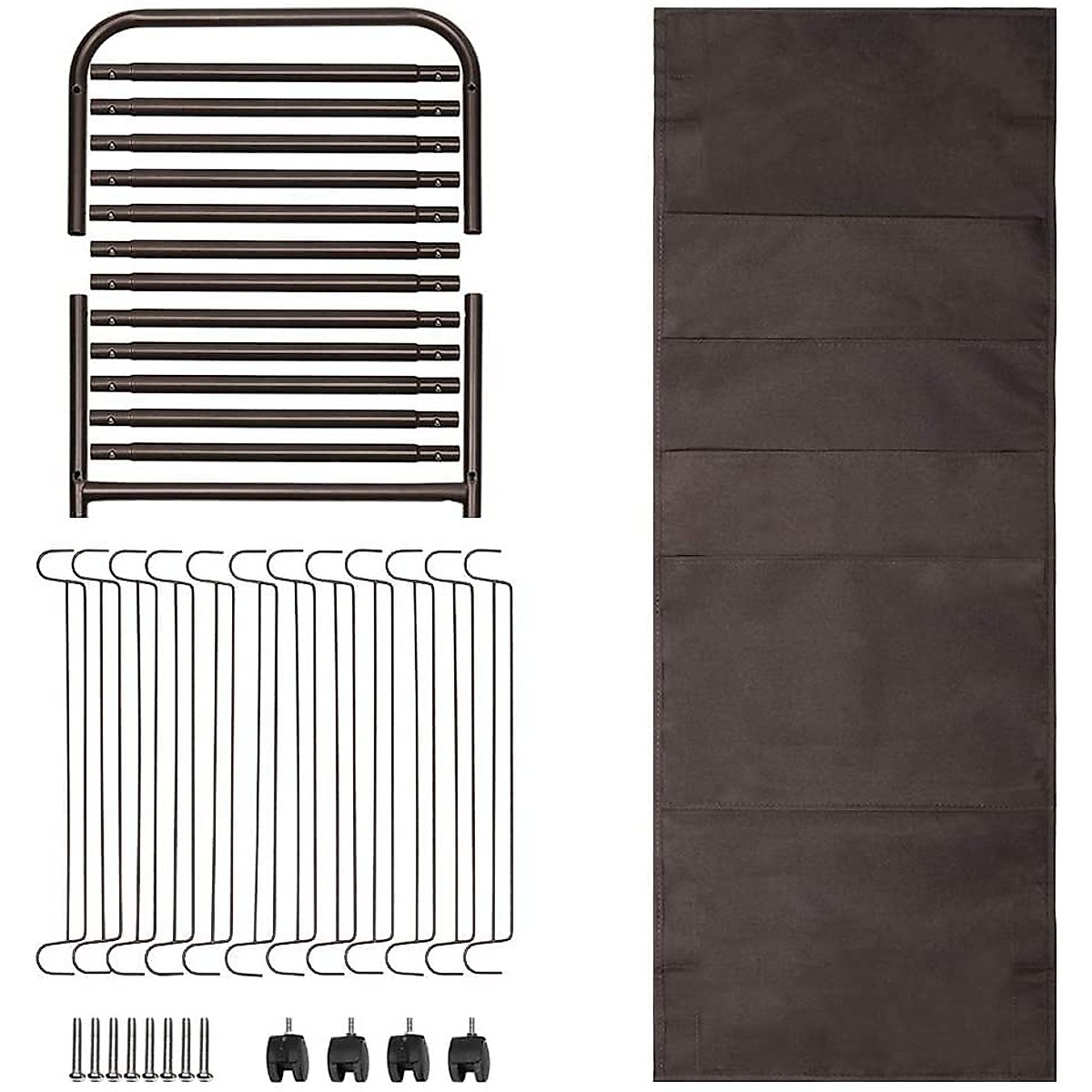 Pants Hangers Rolling Trolley Rack with 20 Hangers and Side Bag Metal Pants Rack Closet Organizer for Jeans Trousers Scarves Skirts, Bronze