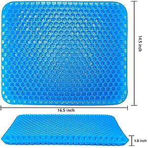 Abroca Gel Seat Cushions for Long Sitting, Double Thick Cooling Seat Pads for Back Sciatica Tailbone Pain Pressure Relief with Non-Slip Cover, Chair Pads for Car Seat Driver, Office Desk,Wheelchair