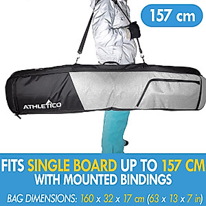Athletico Peak Padded Snowboard Bag (Black/Gray, 157cm)