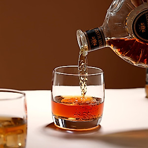 Whiskey Glasses Set of 6, Premium Crystal Bourbon Glass, 10.5 oz Drinking Glasses for Scotch, Cocktail, Whisky and Juice, Transparent Rocks Glasses Tumbler, Dishwasher Safe Glassware