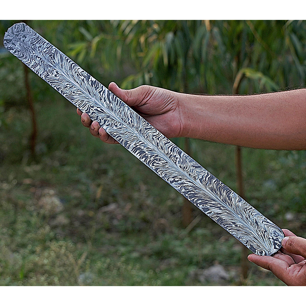 JNR Traders Feather Damascus Billet - Knife Making Supplies - Damascus Bar Stock 20 Inches 3783