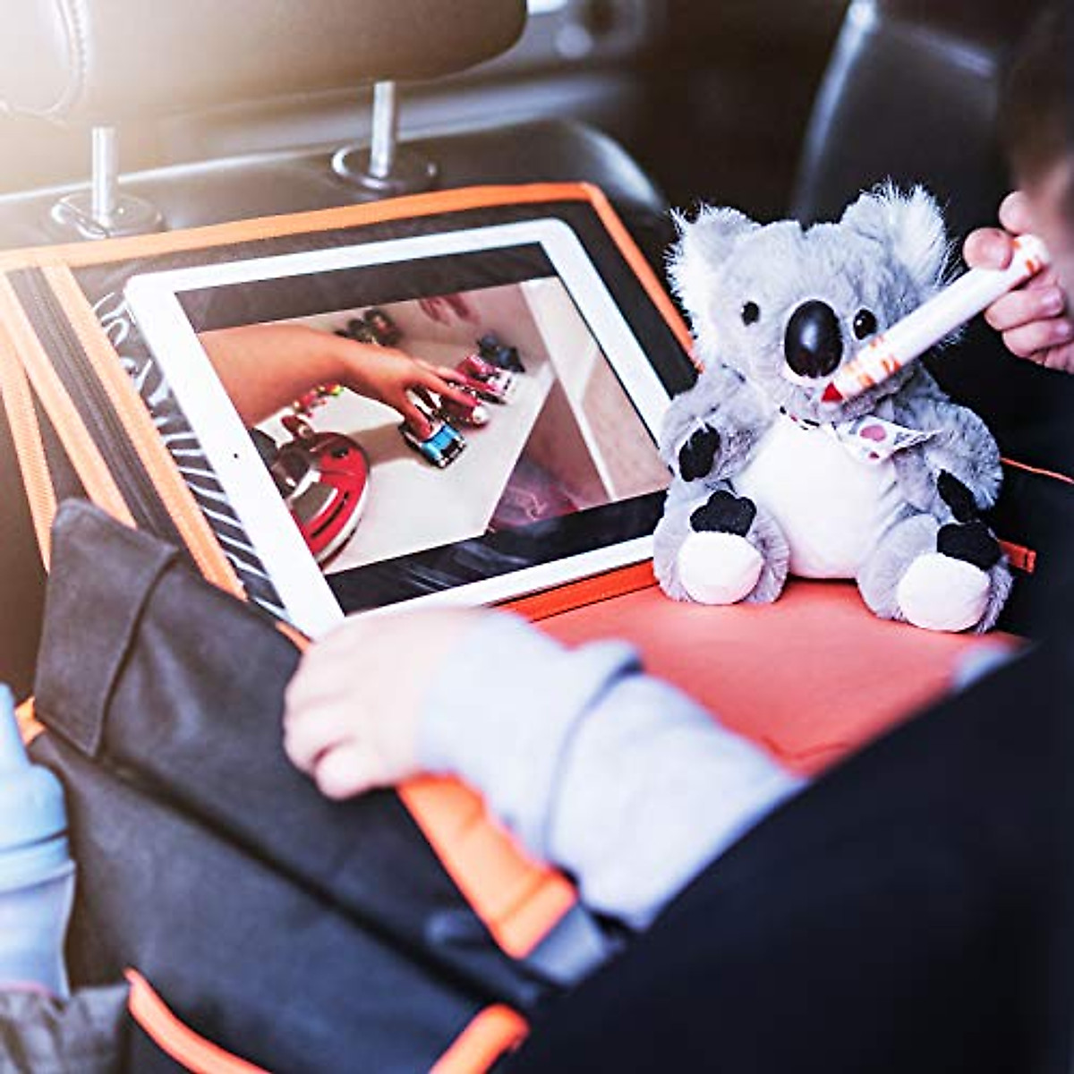 Kids Travel Tray for Toddler Car Seat | Toddler Car Seat Tray Organizer | Large ipad Holder A Road Trip Essential | Soft Padding, Waterproof, Food & Snack Lap Tray Carseat, Stroller, and High Chair