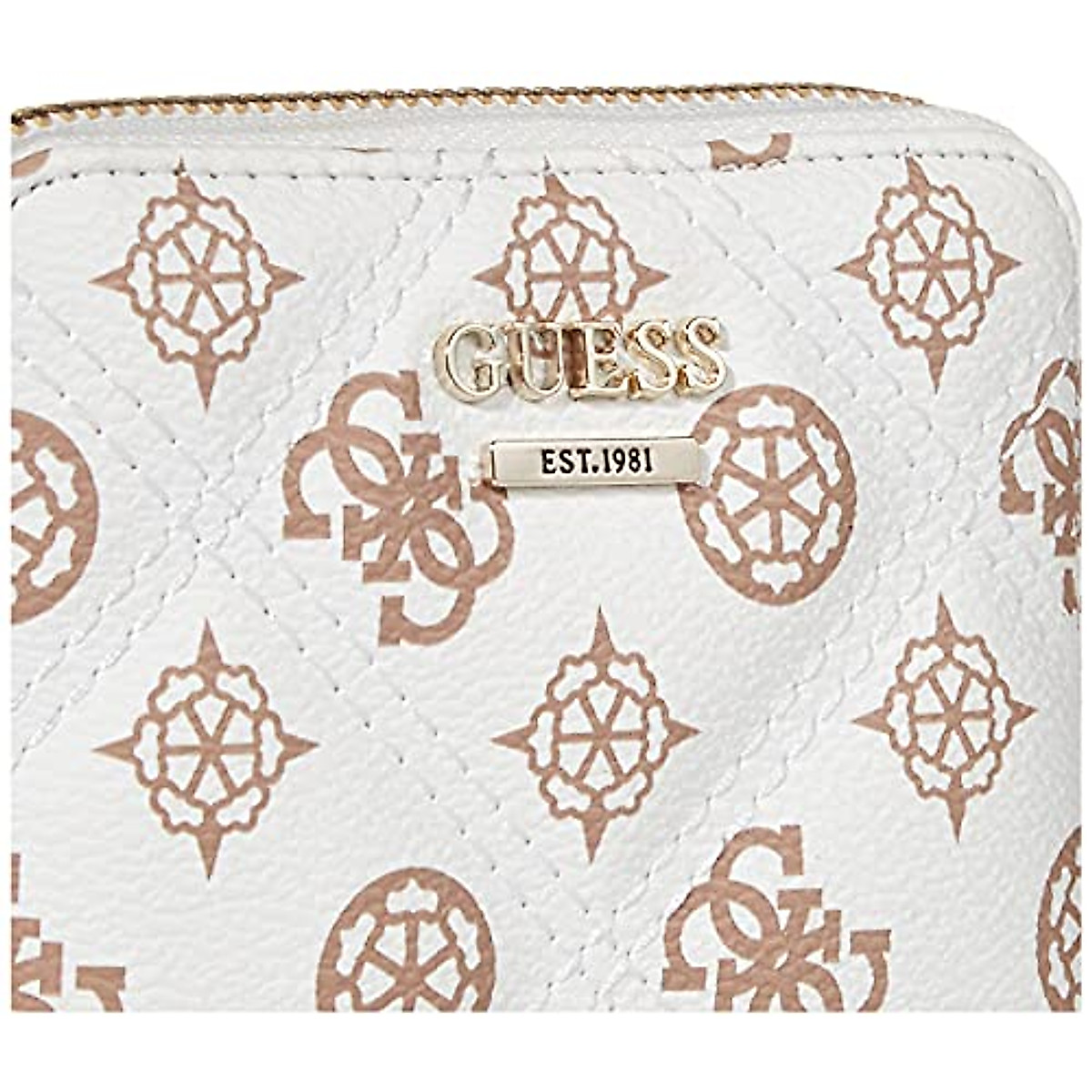 GUESS Cessily Small Zip Around Wallet, White Multi