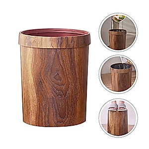 1pc Holder Car Kitchens Modern Pattern or Toillet with Can Bucket Mini Xcm Paper Rubbish Wicker L Uncovered Retro Wood Decorative Imitation Wastebasket Bathrooms Basket Powder