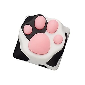HFSECURITY Colorful Cute Milk Caws Siam Cat Paw Design Keycaps for Cherry Mx Switch Mechanical Gaming Keyboard ABS Soft Silica Gel Key Caps (milkcowcatkeycaps)