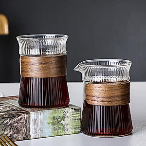 Sizikato 2pcs Borosilicate Glass Teacup, Striped Glass Coffee Cup, Non-Slip and Anti-Scald