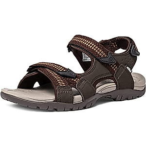 atika Men's Open Toe Arch Support Strap Water Sandals, Outdoor Hiking Sandals, Lightweight Athletic Trail Sport Sandals, Havana 2 Brown Tan, 7