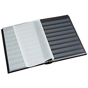 LIGHTHOUSE – “BASIC” Hard Cover Stockbook for Stamps - 64 Black Cardstock A4 Pages with Clear Strips and Double Linen Hinges - Black