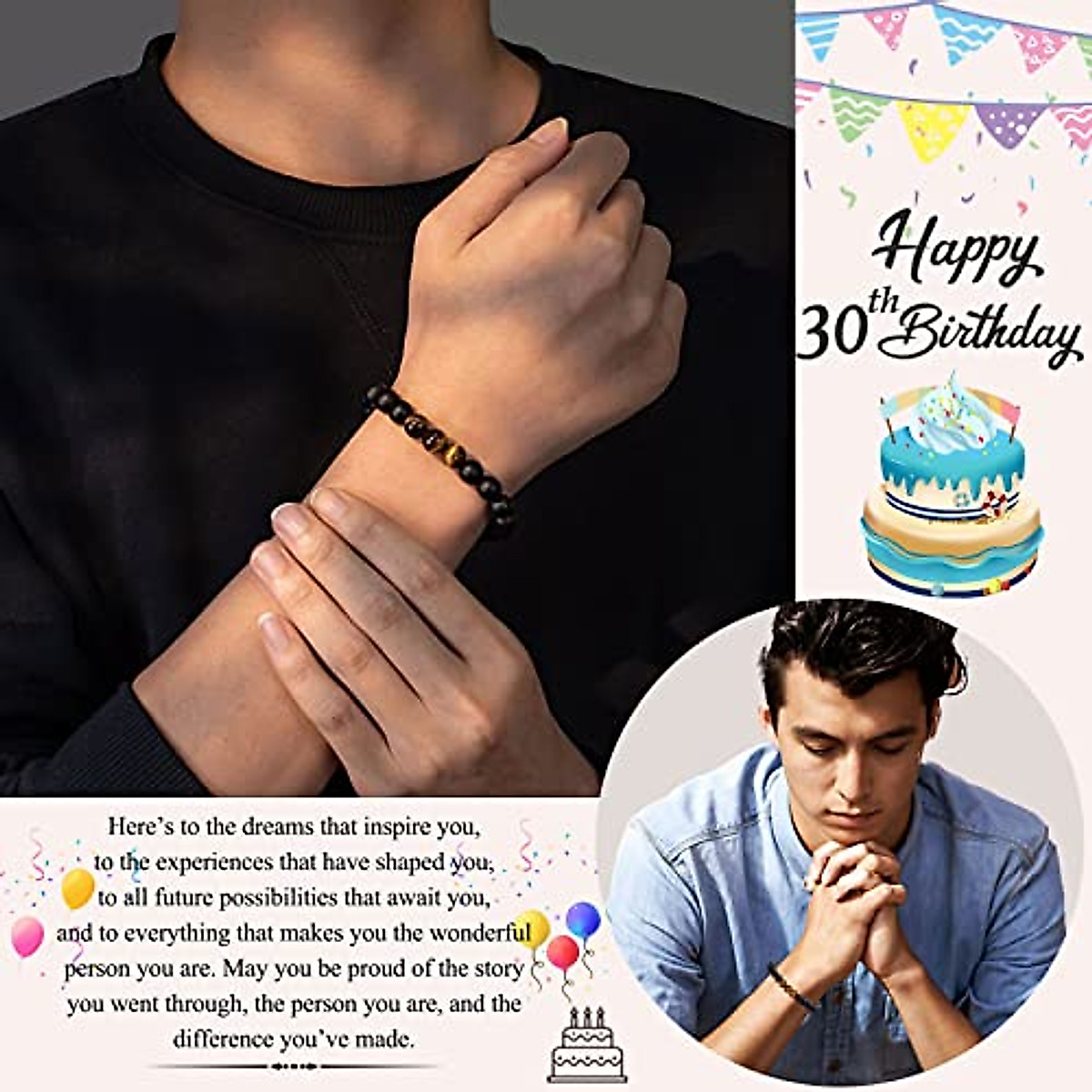 UNGENT THEM 30th Birthday Gifts for Him, Birthday Best Gifts for Turning 30 Year Old Man, Happy 30th Birthday Bracelet for 30 Year Old Men Birthday Gift Ideas