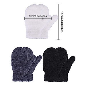 SATINIOR 3 Pairs Toddler Magic Stretch Mittens Little Girls Soft Knit Mitten Baby Boys Winter Knitted Gloves
