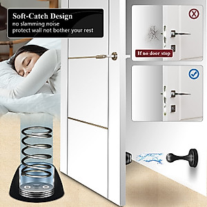 Magnetic Door Stop, Black Magnetic Door Stopper Brushed Stainless Steel Heavy Duty Floor Wall Mount Doorstop Catch Holder Oil Rubbed Magnetic Door Stops for Bottom of Door, Keep Door Open 2 Pack