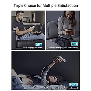 Quntis USB C to Lightning Cable [MFi Certified], 3Pack Nylon iPhone Charger Cord USB C 3/6/10 ft, Braided iPhone Charging Cable USB C Compatible with iPhone 14 Pro Max 13 12 11 X 8 iPad - Black