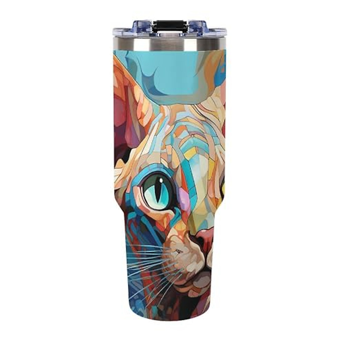 Sphynxs Cat Print 40 Oz Car Cup Stainless Steel Travel Mug Leak-Proof Insulated Tumbler with Handle Violet-style