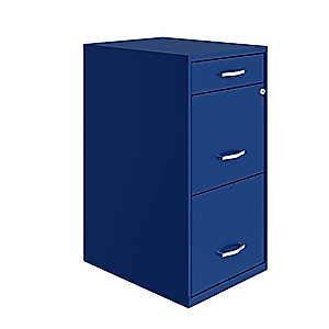 Hirsh Industries Space Solutions 18in Deep 3 Drawer Metal Organizer File Cabinet Blue, Letter Size, Fully Assembled