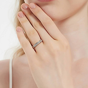 BERRICLE Sterling Silver Wedding Rings Channel Set Cubic Zirconia CZ Anniversary Curved Half Eternity Ring for Women, Rhodium Plated Size 6