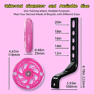 PRUNUS Flash Bike Training Wheels for 14 16 18 20 Inch.Training Wheels for Kids Bike is Heavy Duty.Bicycle Training Wheels is Suitable Single Speed Bike