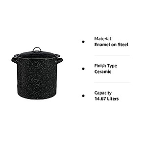 Granite Ware 15.5 Qt Steamer with Lid. Enameled steel perfect for seafood, soups or sauces.