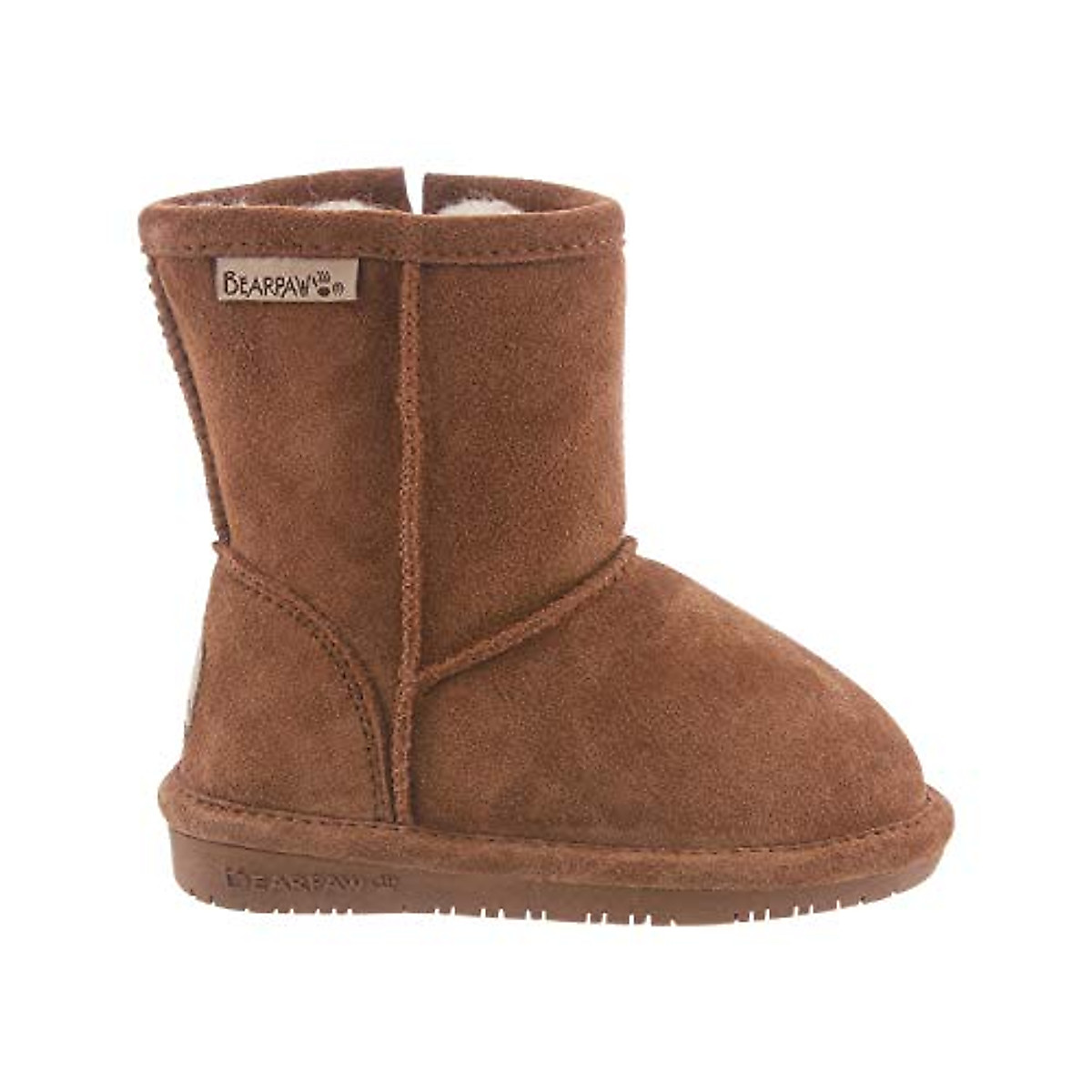 BEARPAW Baby Emma Zipper Mid Calf Boot, Hickory, 7 M US Toddler