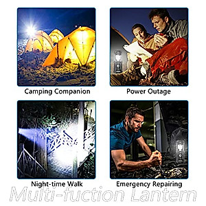 Lanterns, Camping Lantern, Solar Lantern Flashlights Charging for Phone, USB Rechargeable Led Camping Lantern, Collapsible & Portable for Emergency, Hurricanes, Power Outage, Storm (2 Pack)