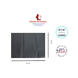 Black Tissue Paper Squares, Bulk 24 Sheets, Premium Gift Wrap and Art Supplies for Birthdays, Holidays, or Presents by Feronia packaging, Large 20 Inch x 30 Inch Made in USA