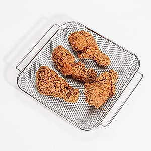 Air Fryer Basket For Oven, Stainless Steel Air Fryer Rack, Non-stick Baking Pan Bread Pan Set, Cooling Rack Grill Basket Baking Sheet, 2 Piece