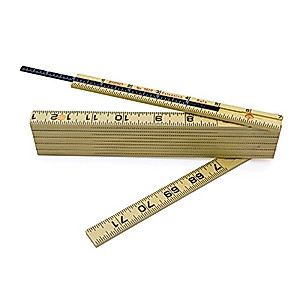US Tape 55160 Rhino Fiberglass Folding Ruler 5/8" x 6' Carp with 6" sliding extension, Yellow