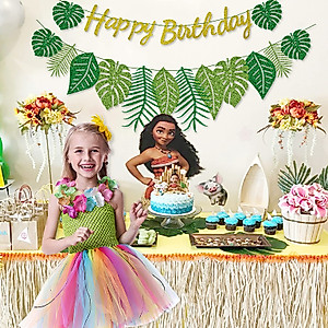 Hawaiian Party Happy Birthday Banner - Hawaiian Party Decoration, Birthday Banner for Luau Party Supplies, and Tropical Party Palm Leaf Decorations Glitter Decor