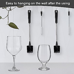 [4 Pack] Stainless Steel Water Bottle Brush & Straw Cleaner Set, Long Handle Baby Bottle Scrub Cleaning Brush for Sports Bottles, Cups, Dishes, Coffee Mugs, Glasswares, Tumblers, Wine Decanters