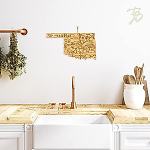 Totally Bamboo Destination Oklahoma State Shaped Serving and Cutting Board, Includes Hang Tie for Wall Display