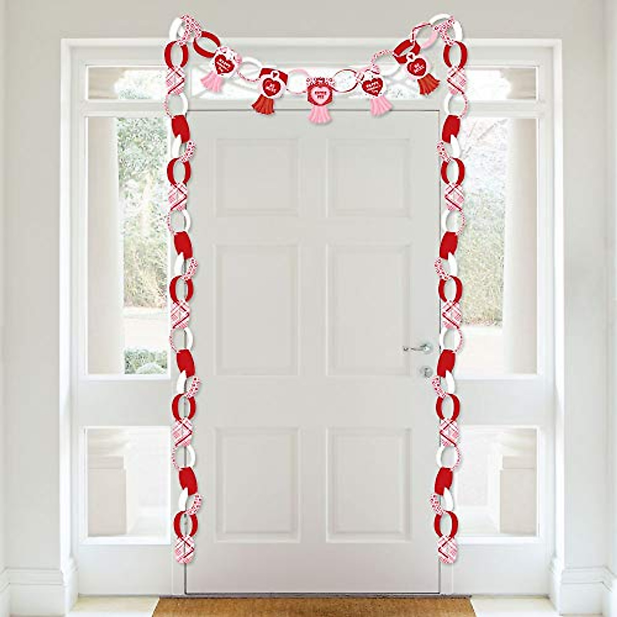 Big Dot of Happiness Conversation Hearts - 90 Chain Links and 30 Paper Tassels Decoration Kit - Valentine’s Day Party Paper Chains Garland - 21 feet