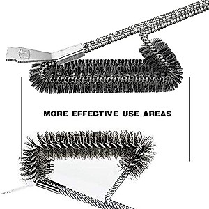 GRILLART Grill Brush and Scraper BBQ Brush for Grill, Safe 18" Stainless Steel Woven Wire 3 in 1 Bristles Grill Cleaning Brush, BR-4516