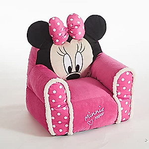 Idea Nuova Minnie Mouse Figural Sherpa Trim Bean Bag Chair, Small, Pink