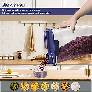 Komzon Rice Storage Container 10lb, Airtight Dry Food Cereal Containers Storage, BPA Free Rice dispenser with Pouring Spout Portable Handle for Flour Pasta Grain and Baking Pet Dog Cat Food Container