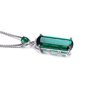JewelryPalace 4.4ct Fancy Cut Simulated Green Nano Emerald Pendant Necklace for Women, 925 Sterling Silver White Gold Plated Necklace, Anniversary Gemstone Necklace for Women 18 Inches Chain