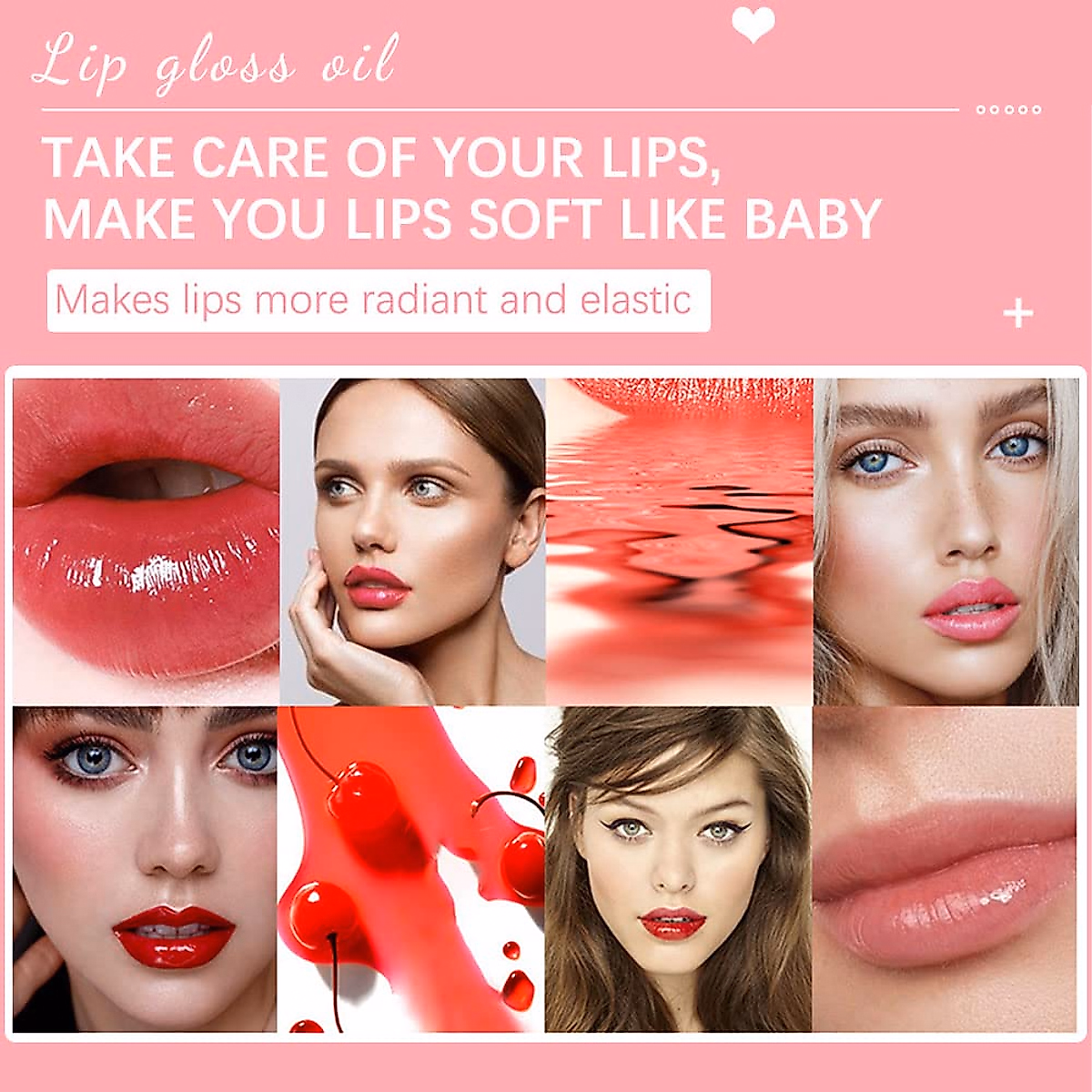 2 PCS Plumping Lip Oil, Hydrating Lip Gloss Tinted Lip Balm Lip Care Transparent Toot Lip Oil, Long Lasting Nourishing Lip Glow Oil Big Brush Head Glitter Shine Primer Lip Tint (CHERRY + ROSEWOOD)